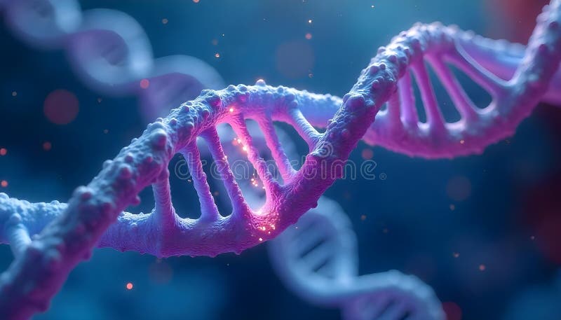 Microscope-Style 3D Concept Render of Broken Blue DNA Helix with ...