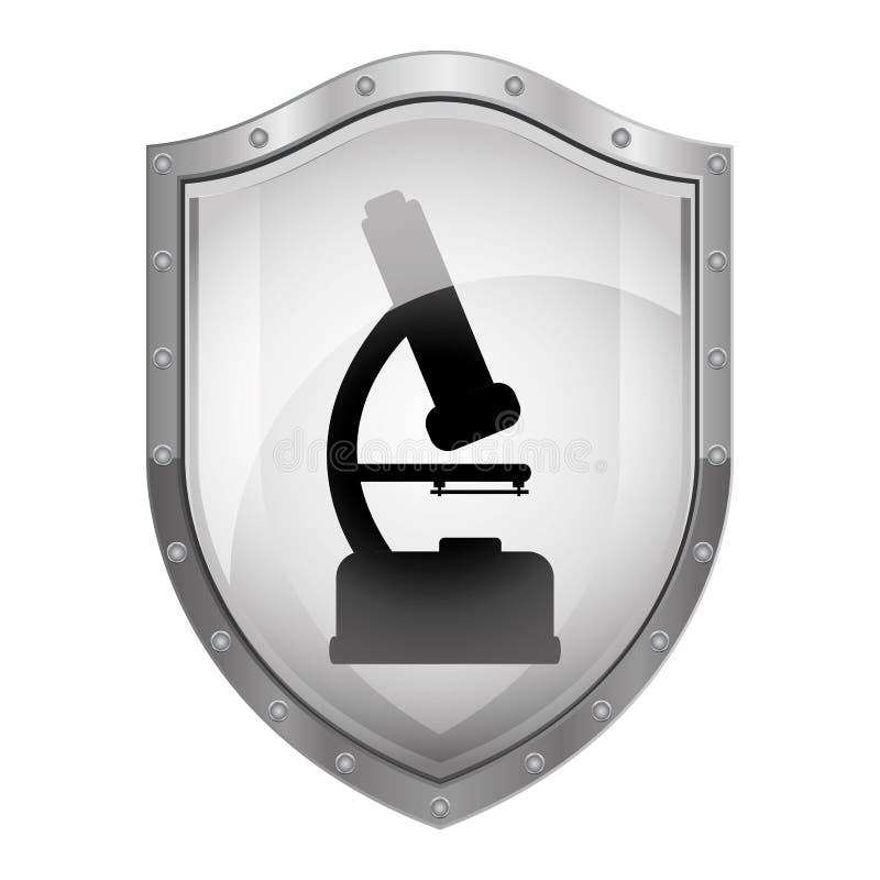 Microscope Symbol on Shield Stock Vector - Illustration of concept ...