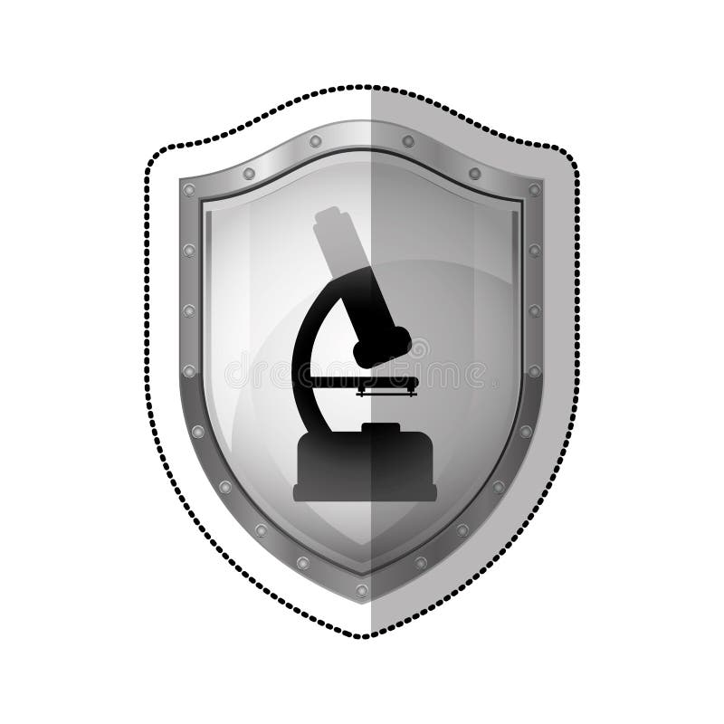Microscope Symbol on Shield Stock Vector - Illustration of badge, micro ...