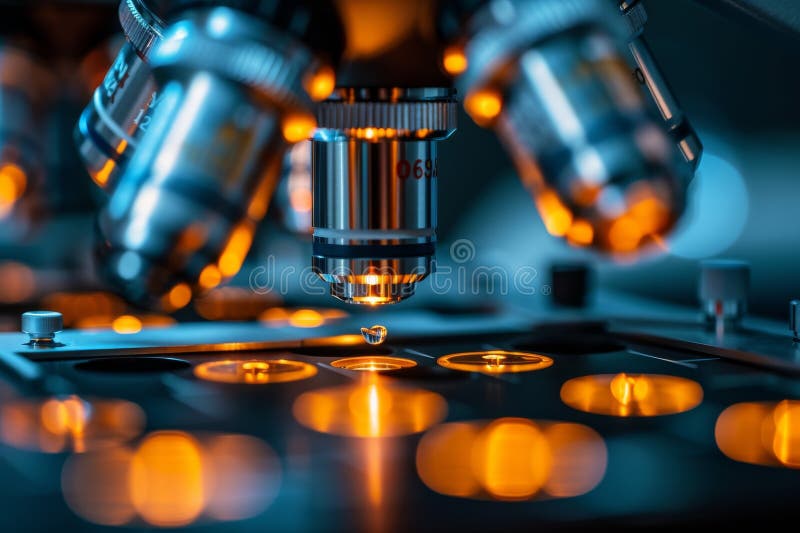 A Lab with a Scientist at a Microscope Stock Image - Image of chemistry ...
