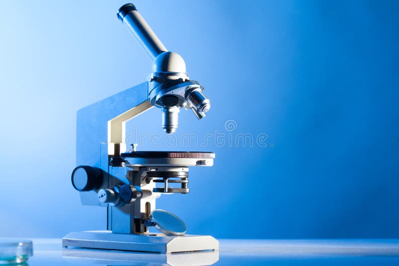 Microscope with copy space stock photo. Image of experiment - 111429674