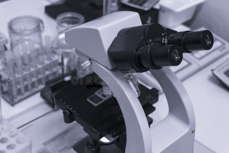 Microscope on the Table in the Laboratory Stock Photo - Image of ...