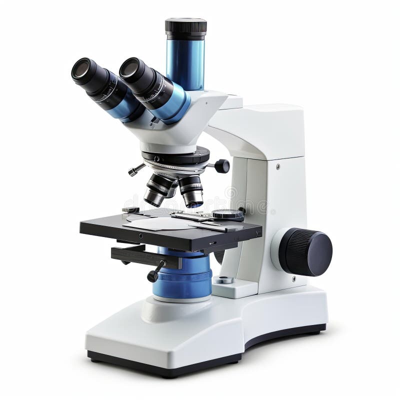 A microscope on a table stock photo. Image of discovery - 281873464