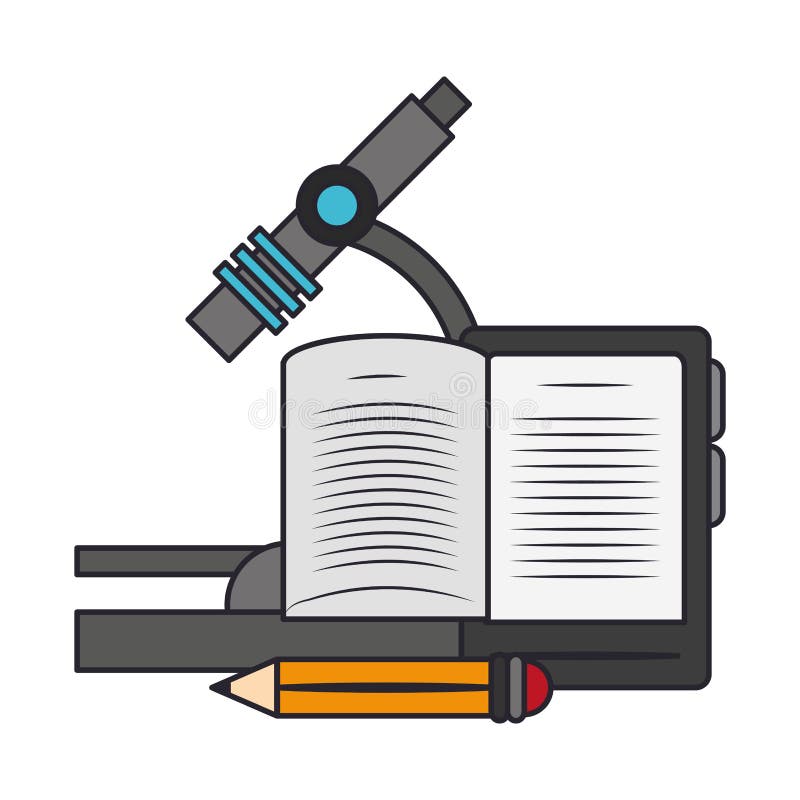 Microscope and Pencil Isolated Icon Stock Vector - Illustration of ...