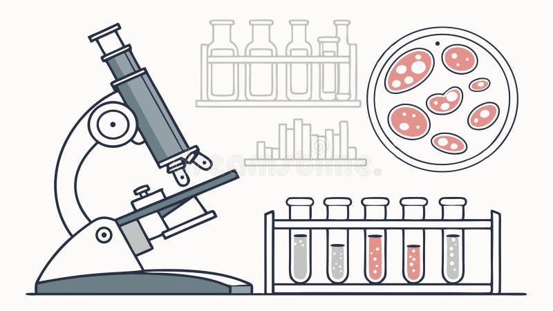 Microscope and Test Tubes, Chemistry Lab Setup, Vector Design ...