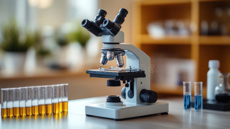 A Microscope and Test Tubes on a Lab Table Symbolize Practical Learning ...