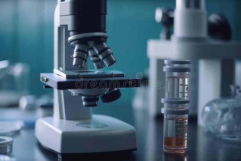 Microscope with Test Tubes. Science Laboratory Research and Development ...