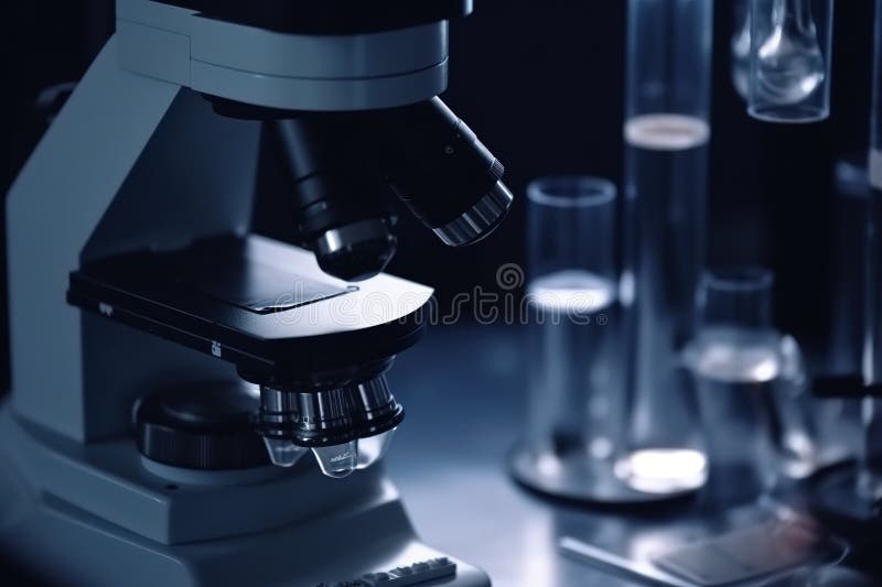 Microscope with Test Tubes. Science Laboratory Research and Development ...