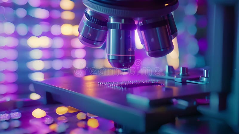 A Microscope with a Tiny Slide of DNA Under Its Lens. the Microscope is ...