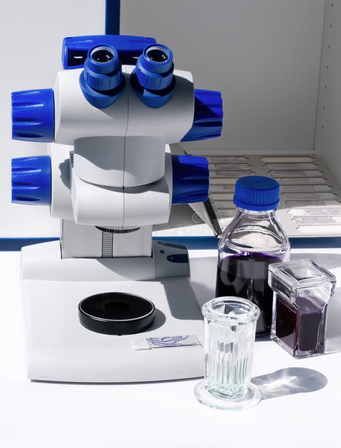 Microscope and Tissue Staining Kit Stock Image - Image of violet ...