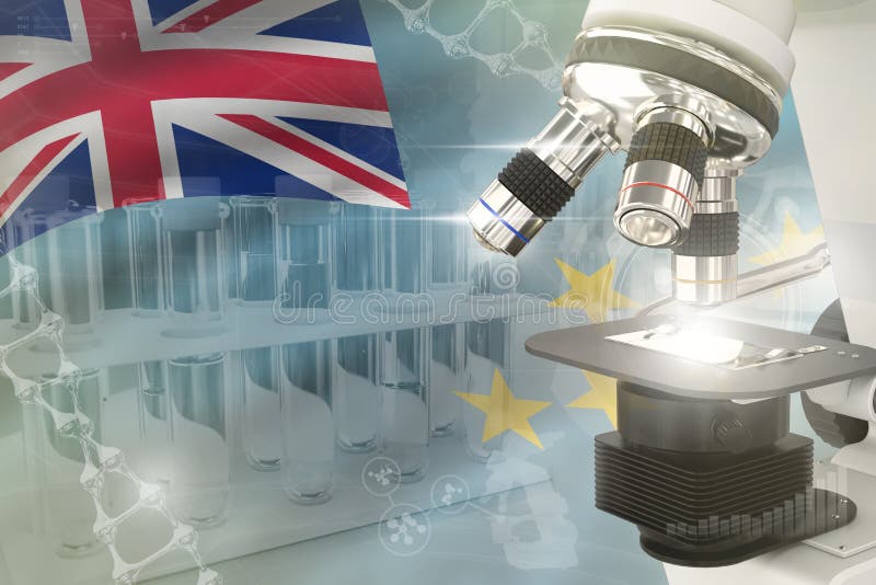 Microscope on Tuvalu Flag - Science Development Digital Background ...