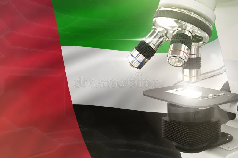 Microscope on United Arab Emirates Flag Background - Science ...