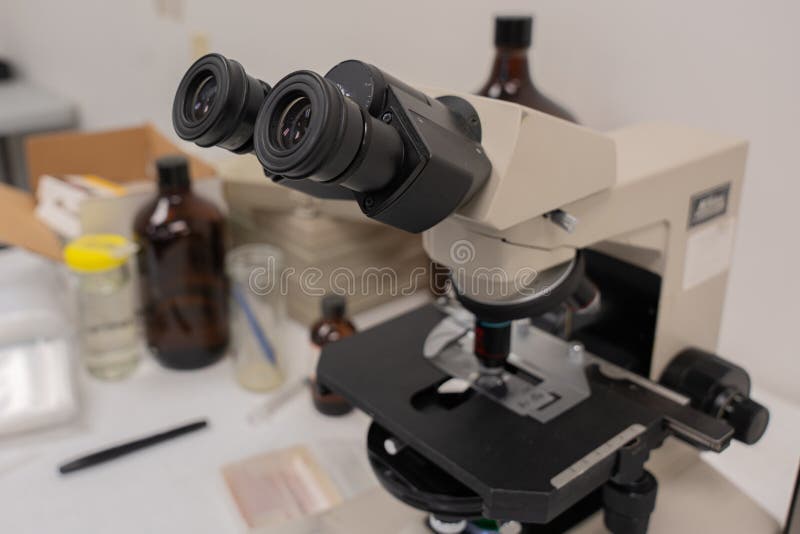 Microscope Upper Lens at Lab in South Florida Stock Photo - Image of ...
