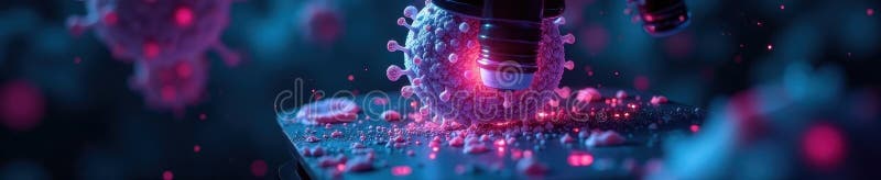 Microscope View of Cells, Complex Data Displayed on Screen, Microscope ...