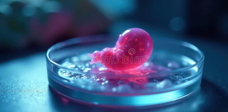 Microscope View of Developing Embryo in Lab Dish Human Biology Stock ...
