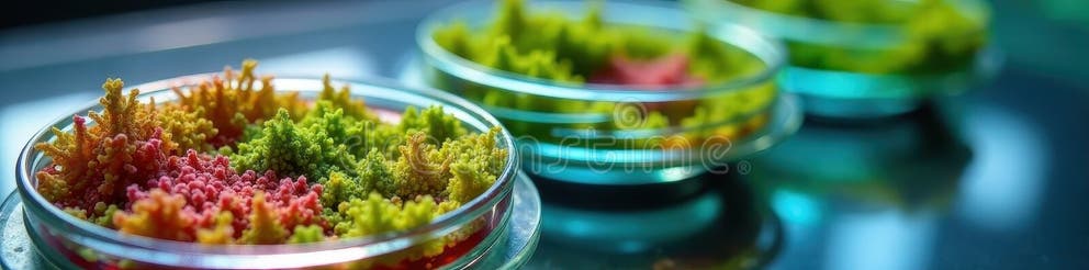 Microscope View of Microalgae Cultures in Petri Dishes Algae ...
