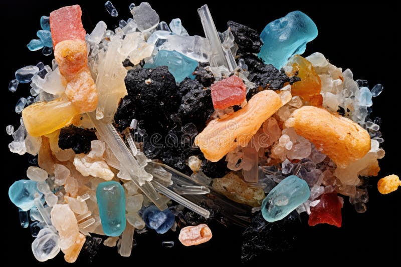 Microscope View of Microplastics Isolated from a Marine Sample Stock ...