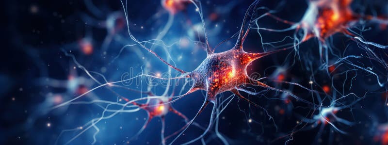 Microscope View of Nervous System, Banner with Neurons, Nerve Cell ...