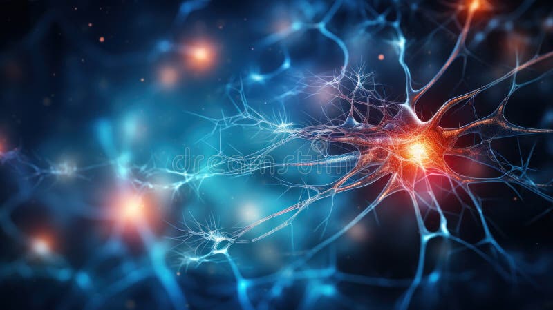 Active Neurons in the Brain. Stock Illustration - Illustration of motor ...