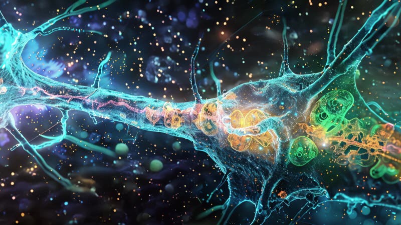 A Microscope View of a Neurons Golgi Apparatus a Cellular Organelle ...