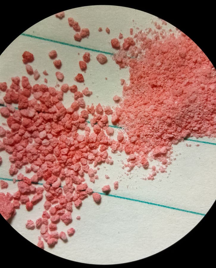Microscope View of a Pink Powder Material for Pharmaceutics and ...