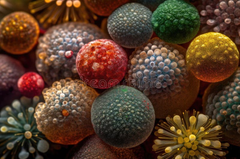 A Microscope View of Pollen Grains with Their Intricate Patterns in ...