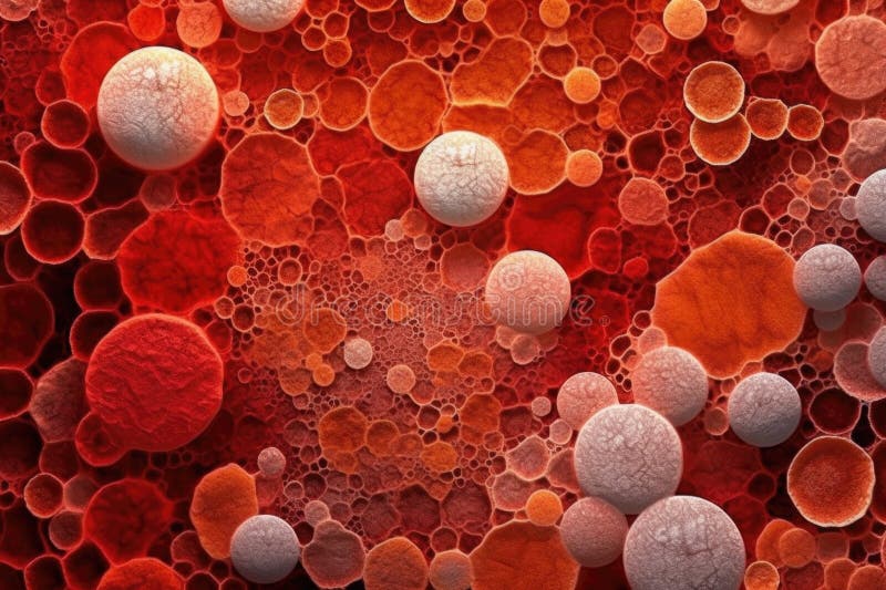Microscope View of Red and White Blood Cells Stock Image - Image of ...