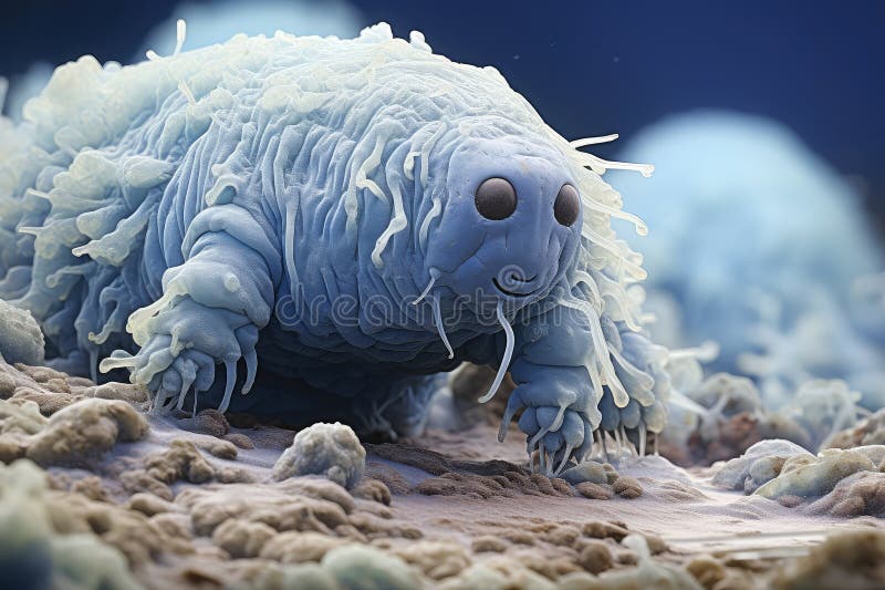 Microscope View of a Tardigrade and Some Bacterias Extreme Closeup ...