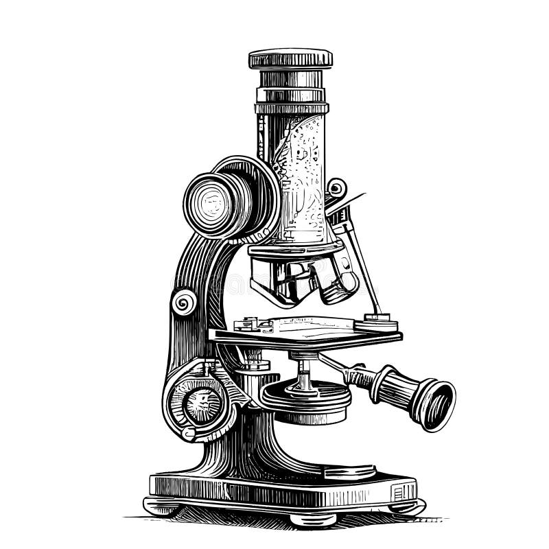 Microscope Vintage Hand Drawn Sketch Illustration Stock Vector ...