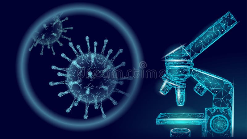 Microscope Virus 3D Low Poly Render. Laboratory Analysis Infection ...