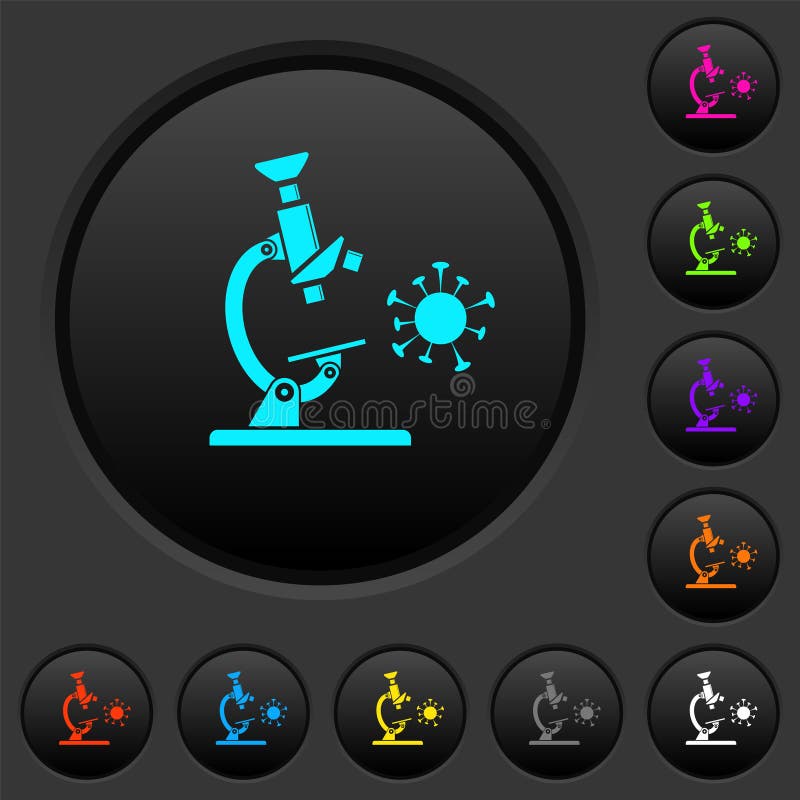 Microscope and Virus Dark Push Buttons with Color Icons Stock Vector ...