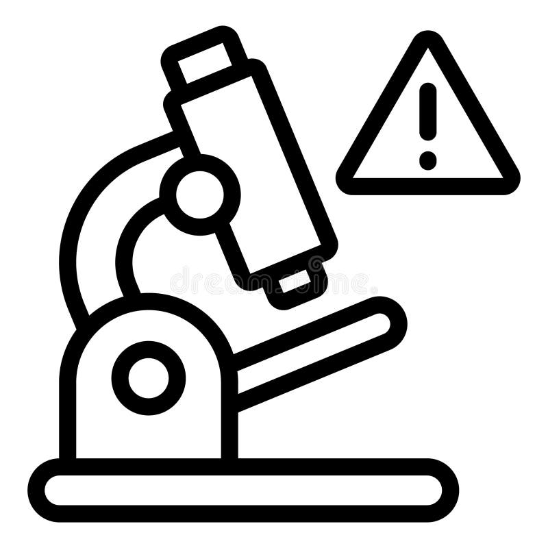 Microscope with Warning Line Icon, Laboratory Test Concept. Vector ...