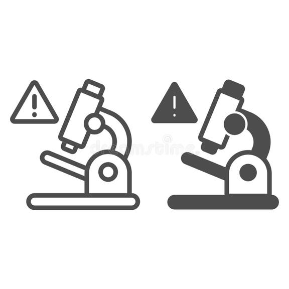 Microscope with Warning Line and Solid Icon, Laboratory Test Concept ...