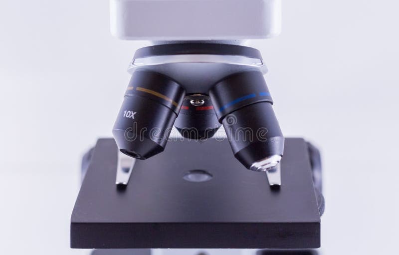 Microscope on White Background Stock Photo - Image of discovery ...