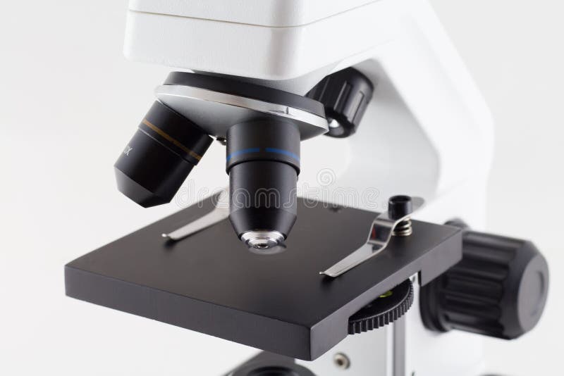Microscope on White Background Stock Photo - Image of high, advancement ...