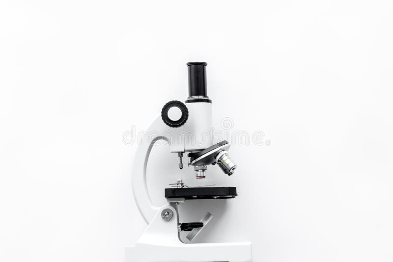 Microscope on White Background Top View Stock Photo - Image of ...