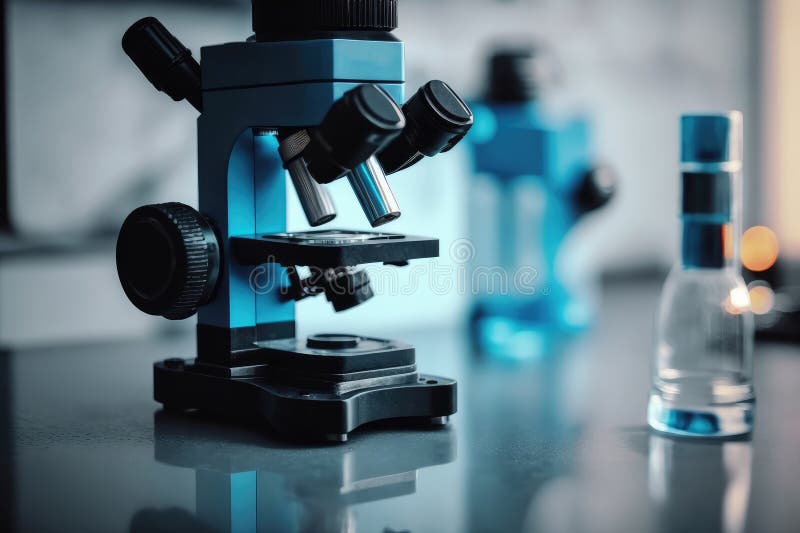 A Microscope on Your Desk in a Study or Laboratory. Stock Illustration ...