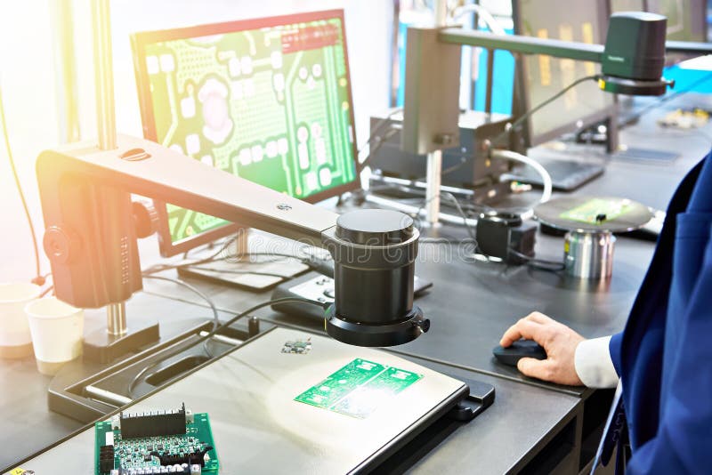 Microscopes for Electronic Boards with Monitors Stock Image - Image of ...