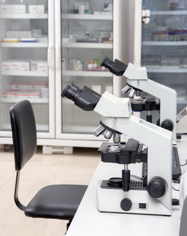 Microscopes in a Research Laboratory Stock Image - Image of health ...