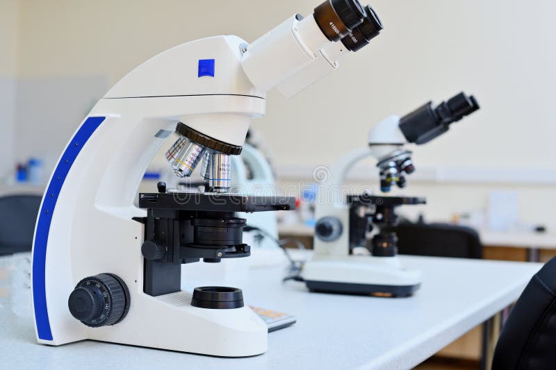 Microscopes on the Table in the Laboratory. Medical Laboratory for the ...