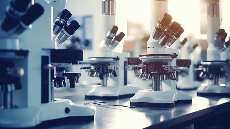 Microscopes on Table, Perfect for Science Projects Stock Photo - Image ...