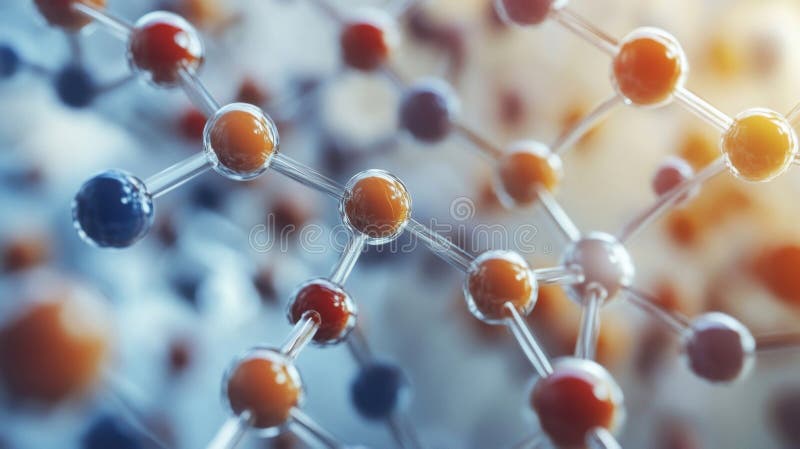 Abstract Molecular Structure Red Orange Blue Spheres Network AI ...