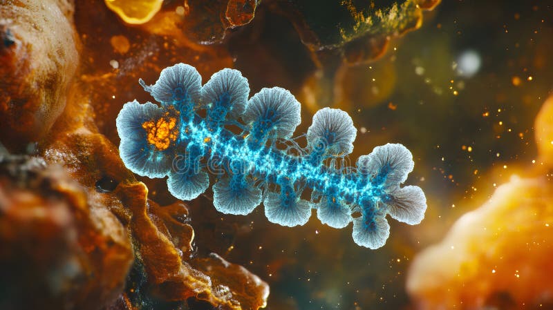 Microscopic Algae Chain Abstract Art Blue and Orange Stock Photo Stock ...