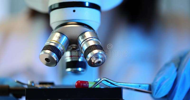 Microscopic Analysis of a Water Sample Under Microscope in Laboratory ...