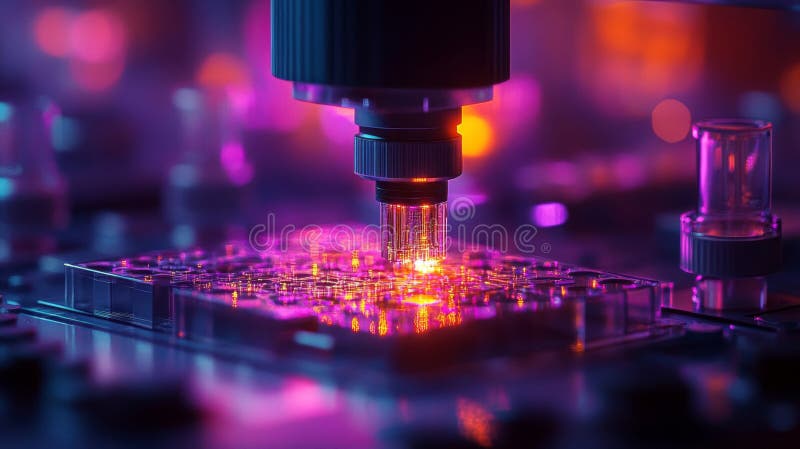 Microscopic Analysis of a Sample in a Scientific Laboratory Stock ...