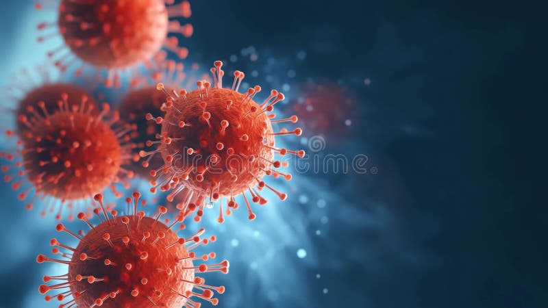 Microscopic Animated Virus Cells Red on Blue Backdrop Stock Footage ...