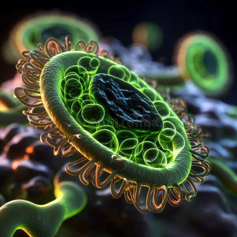 A Microscopic Artwork Showcasing a Cell-like Structure with Central ...
