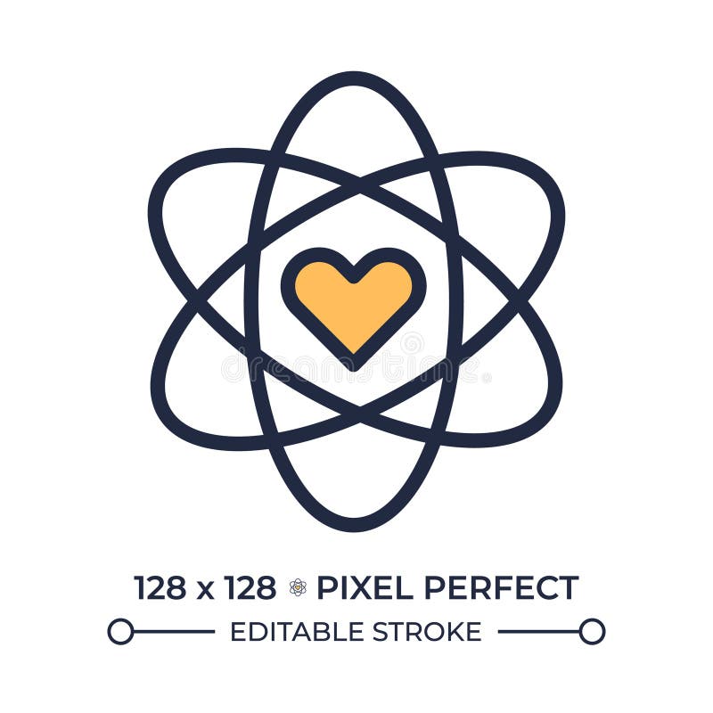 Microscopic Atom Heart RGB Pixel Perfect Color Icon Stock Vector ...
