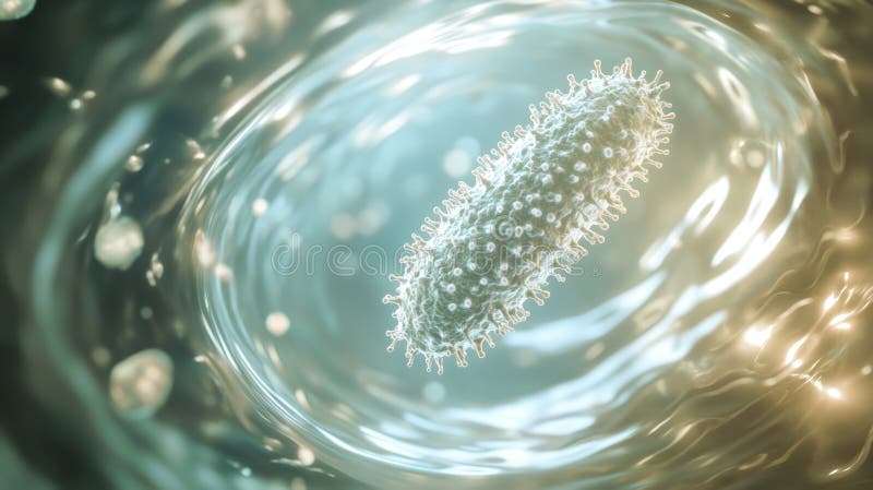 Microscopic Bacillus Cell Structure in Luminous Fluid Background ...