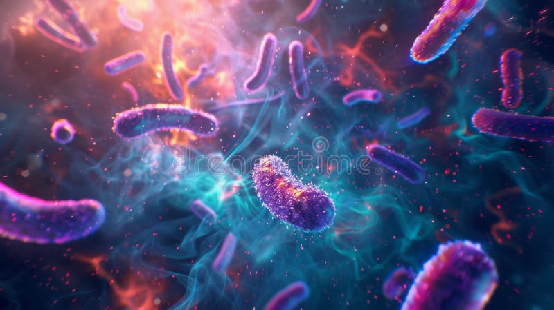 Microscopic Bacteria in Colorful Smoke Stock Photo - Image of research ...